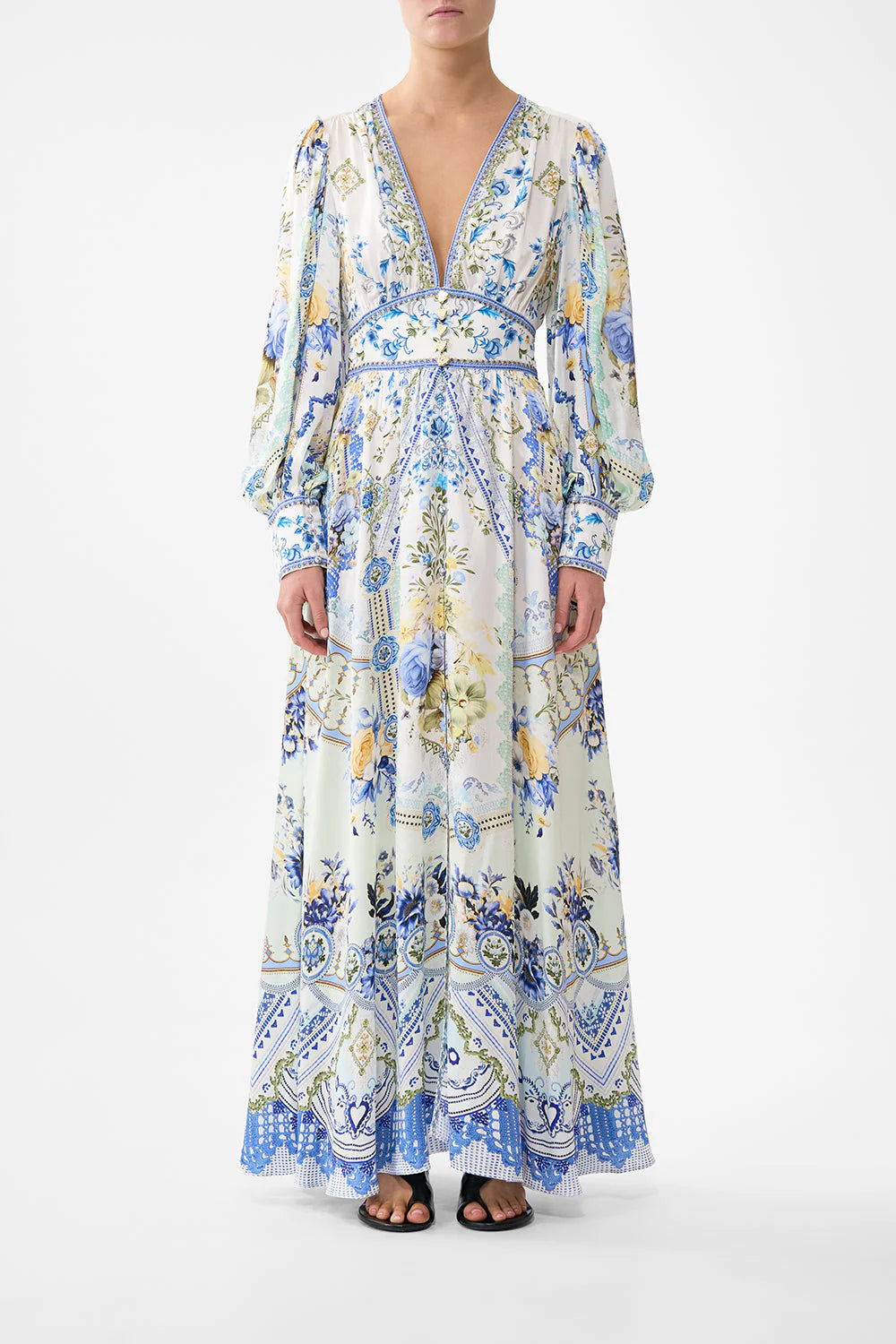 Camilla - Shaped Waistband Dress With Gathered Sleeves – Viva O Sol