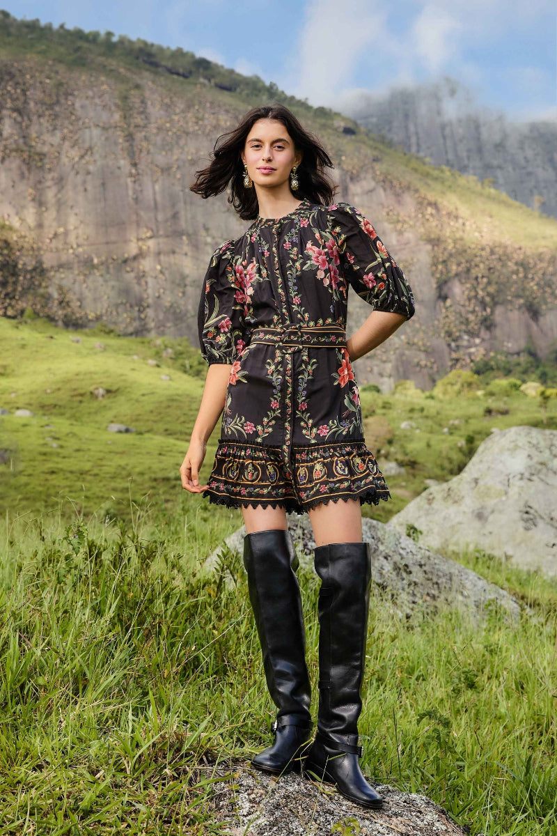 FARM Rio - Belle Garden Black Mini Dress – Viva O Sol